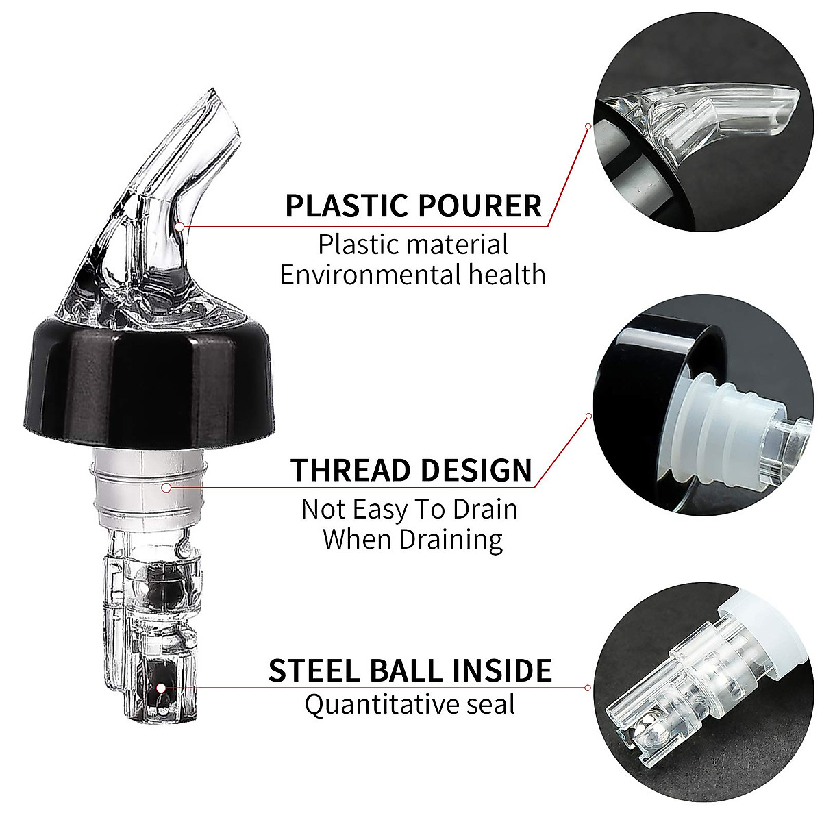 Automatic Measured Bottle Pourers Pack of 12 Liquor Bottle Pourers 1 oz (30 mL) Quick Shot Spirit Measure Wine Pourer Spouts Drinks Wine Cocktail Whiskey Dispenser Bartender Home Bar Tools (12pcs)