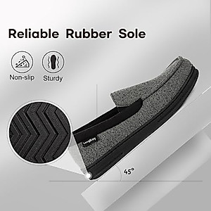 LongBay Men's Cozy Moccasin Slippers Loafer House Shoes with Memory Foam and Rubber Sole for Indoor Outdoor (12 D(M), Light Gray)