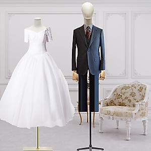 Male Mannequin Torso with Head, Dress Form Male 53"~76" Height Adjustable Body with Tripod Metal Stand, Sewing Mens Mannequin with Detachable Flexible Solid Wood for Store Display