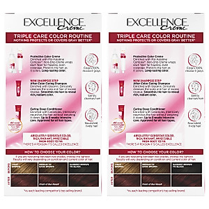 L'Oreal Paris Excellence Creme Permanent Hair Color, 4RM Dark Mahogany Red, 100 percent Gray Coverage Hair Dye, Pack of 2