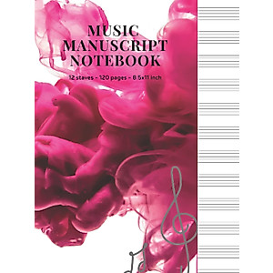 Music Manuscript Notebook – 12 staves: Composition Notebook For Kids |Manuscript Paper With 12 Staves For Beginners and Intermediate |Gift For Musical ... Musician, Music Producer, writer supplies|