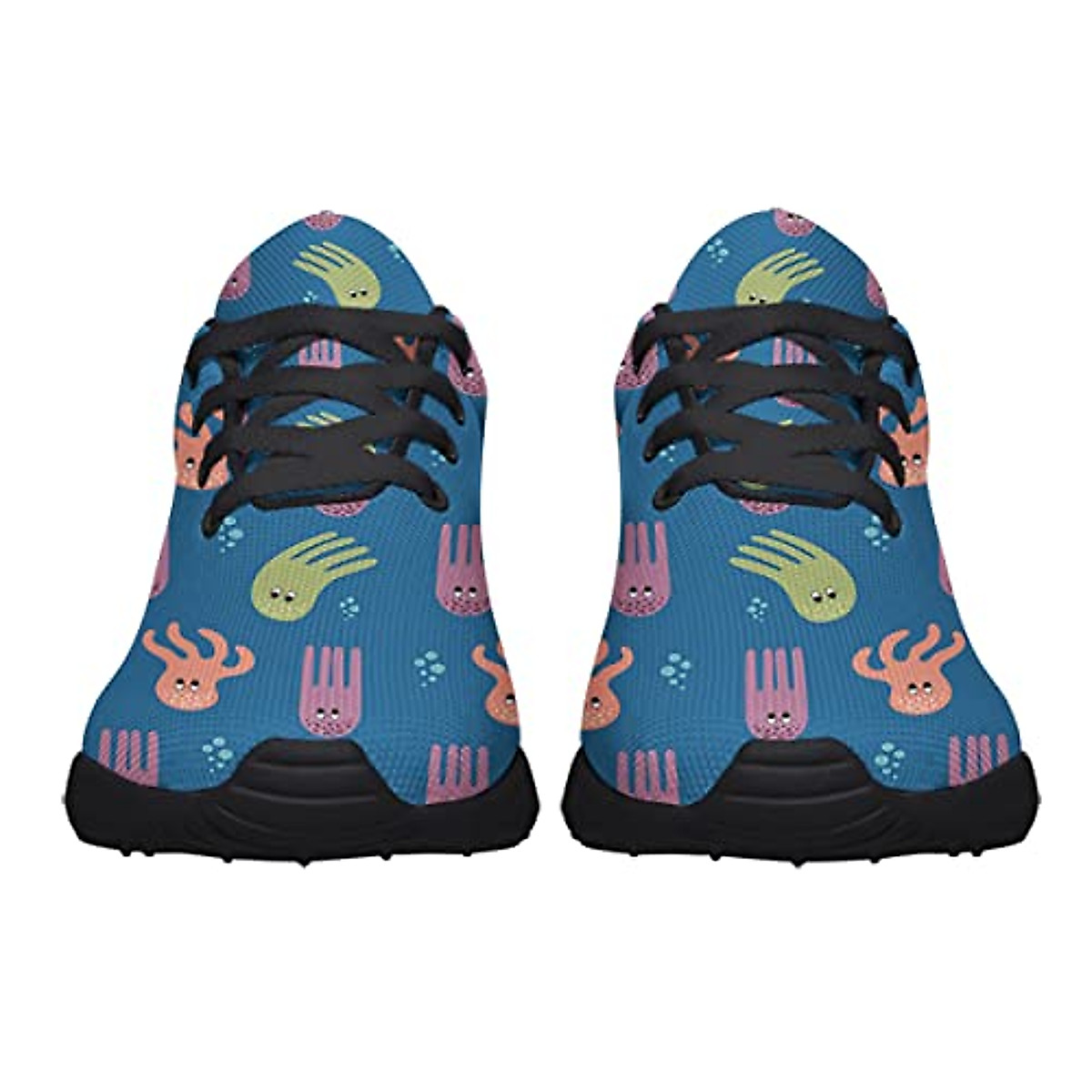 Men Women Walking Running Shoes,Octopus Lightweight Breathable Mesh Tennis Shoes Non Slip Athletic Workout Gym Sneakers Black Size 4