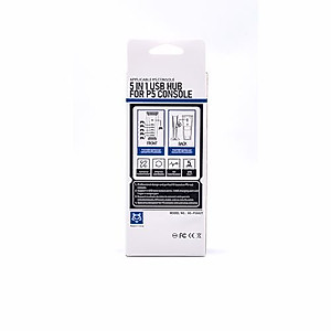 Wigearss 5 in 1 USB Hub for PS5, USB High-Speed Expansion Hub Charger USB Extender Compatible with PS5 Console - Black (Not for PS5 Slim)