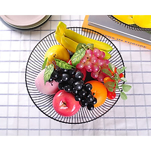 IBWell Wire Fruit Basket Fruit Bowl Kitchen Fruit Basket Stand Fruit Bowls for the Counters Metal Fruit Bowl-11 * 3"(D*H)(Exposure Black)