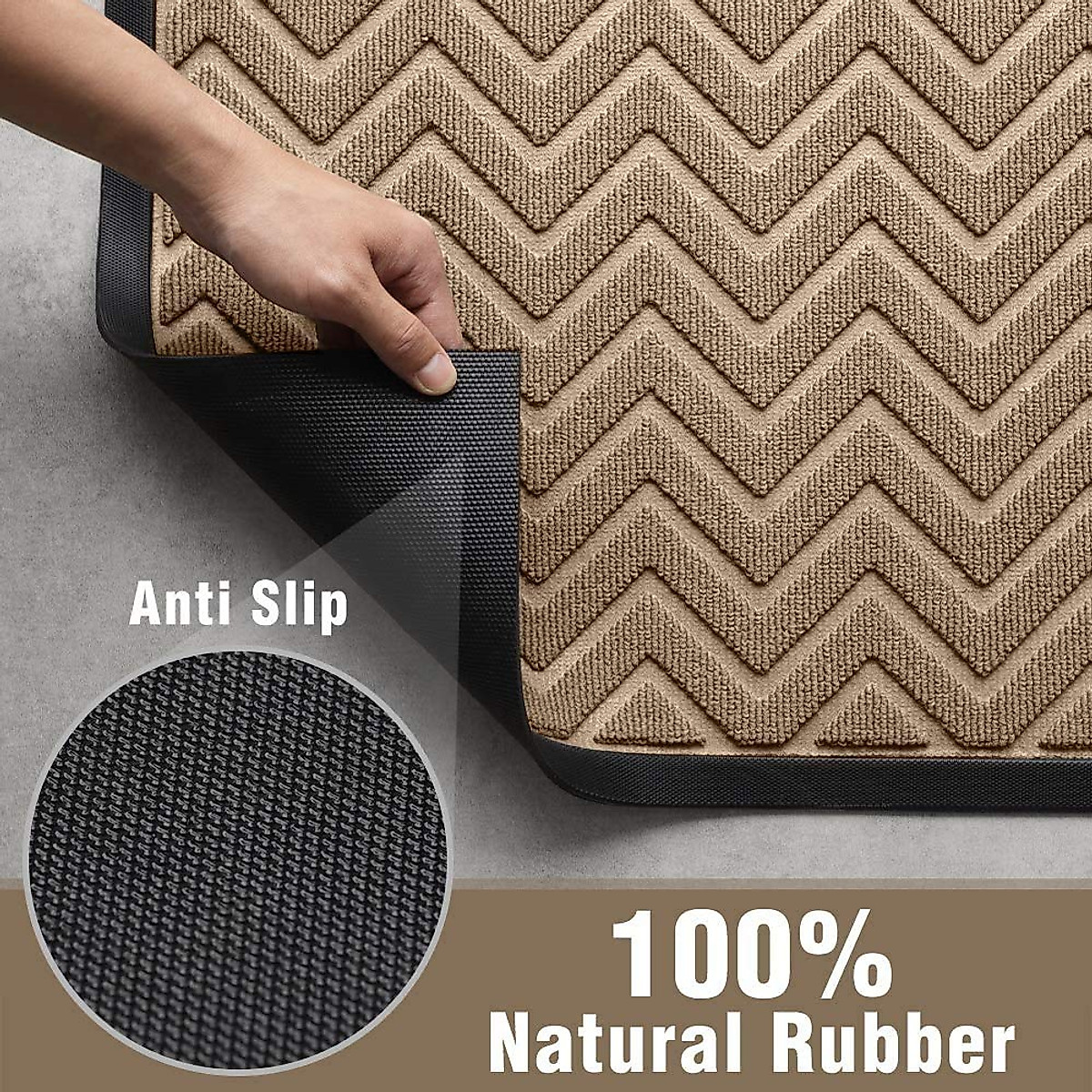 AMAGABELI GARDEN & HOME Outside Shoe Mat Rubber Doormat for Front Door 18"x 30" Outdoor Mats Entrance Waterproof Rugs Dirt Debris Mud Trapper Carpet for Patio Non Skid Doormats BG043