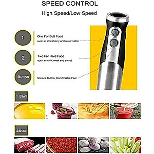 MXJCC 5-In-1 Immersion Blender Hand Blender, 800W 2-Speed Powerful Stainless Steel Stick Blender with Milk Frother,Egg Whisk, Chopper and with Lid (Color : Black)
