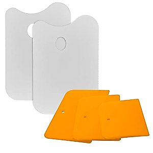 Custom Shop Plastic 14.5" x 10" Body Filler Mixing Board/Pallete (Pack of 2) with 4, 5, & 6 Inch Body Filler Spreaders for Automotive Body Fillers, Putties and Glazes