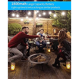 SHYMERY Solar Lantern,Outdoor Garden Hanging Lanterns,Set of 2,14 Inch Waterproof LED Flickering Flameless Candle Mission Lights for Table,Outdoor,Party Decorative