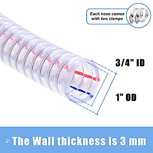 QuQuyi 3/4 Inch ID x 1 Inch OD Heavy-Duty Steel Wire Suction PVC Flexible Tubing High Pressure UV Chemical Resistant Thick Vinyl Hose Tube, 3.3 FT