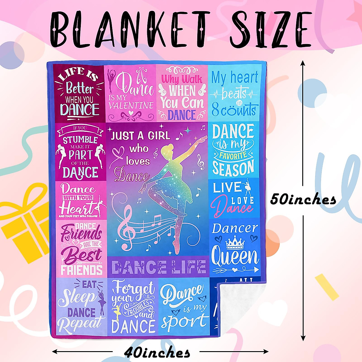 Puzopal Dance Gifts, Dancer Gifts for Girls, Dance Competition Gifts, Dance Recital Gifts for Girls Blanket 40"X50", Dance Sister Teacher Team Gifts, Gifts for Dancers, Ballet Gifts, Dance Stuff
