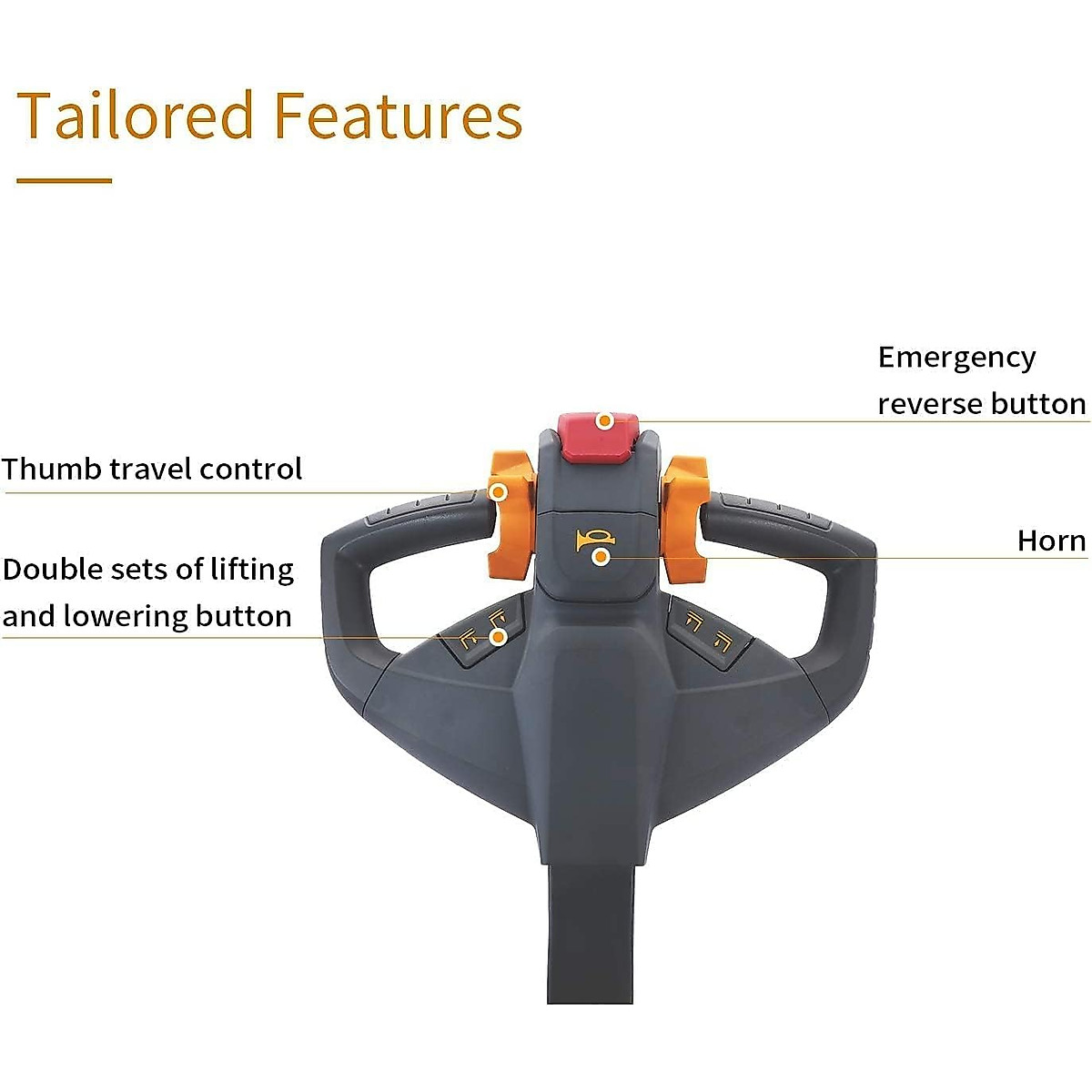 Apollo Counterbalanced Stacker Full Electric Lift 2200 Lbs Capacity 98" Lifting Height Material Hydraulic Lifter, Adjustable Forks with Tilt Function