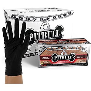 PITBULL Black Nitrile Exam Gloves, 6 Mil, Disposable, Case/1000, X-Large XL