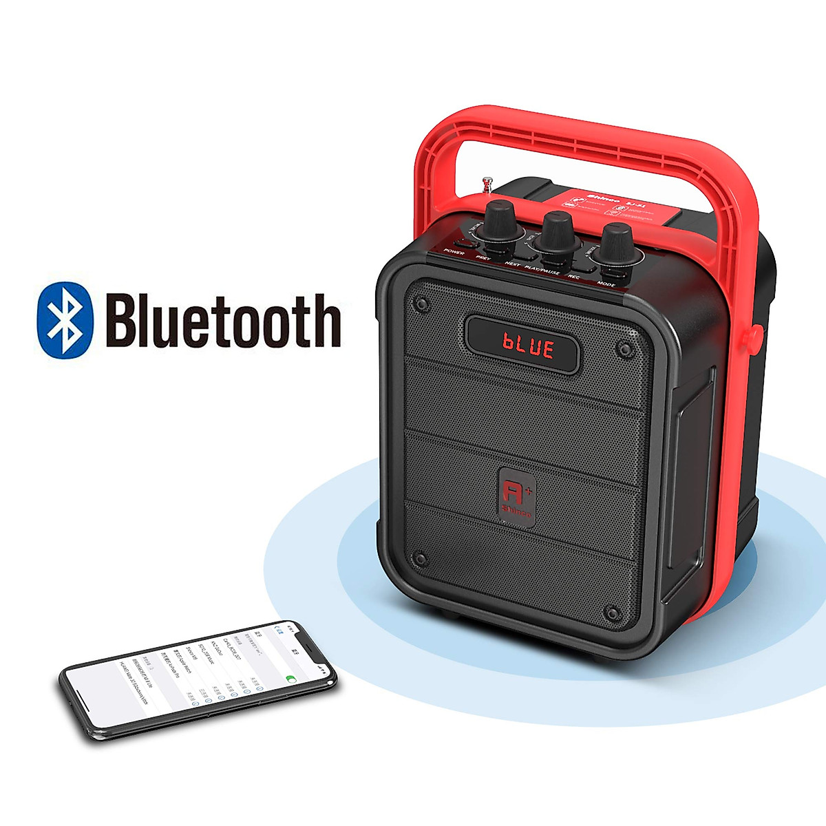 Shinco Bluetooth Speaker with Microphone, Portable Karaoke Machine with Remote Control, Audio Recording, FM Radio, Perfect for Kids