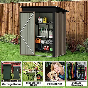 Jummico 5'x3' Patio Outdoor Storage Shed Metal Weather Resistant Utility Tool Shed Storage House with Single Lockable Door for Backyard Patio Lawn Meadow Farmland