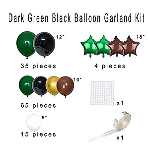 Dark Green Black Gold Balloon Garland Arch - Dark Green Gold Balloons Black Brown Balloons for Birthday Anniversary Engagement Graduation Party Decorations