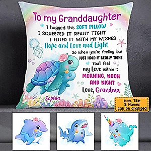 Granddaughter Grandson Sea Animals Hug This Pillow