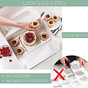 BlackRidge Home Bento Cake Box with Cupcakes - Perfect for Bento Box Cake and Cupcakes, Bento Cake and Cupcake Boxes Combo, 5 Sets: Cupcake and Bento Cake Boxes Fit 4 Regular Cupcakes and Mini Cake.