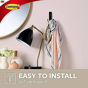 Command Large, Damage Free Hanging Wall Hooks with Adhesive Strips, No Tools Double Wall Hooks for Hanging Decorations in Living Spaces, 2 Black Plastic Hooks and 2 Command Strips