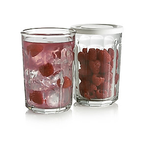 Luminarc Working 21-Ounce Storage Jar/Cooler with Lids, Set of 4 Tumbler Glasses, 4 Count (Pack of 1), Clear