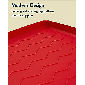 Under Sink Drip Tray - Silicone Liner Mat for Under Kitchen or Bathroom Sink - Waterproof Organizer Protects Floors from Leaks - 34" x 22" Red