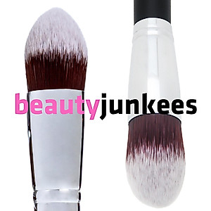 Under Eye Concealer Brush - Beauty Junkees Tapered Kabuki Brush with Soft Synthetic Bristles for Concealing, Blending, Setting, Buffing with Powder, Liquid, Cream Cosmetics, Vegan Makeup Brushes