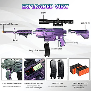 Toy Guns for Boys 8-12, Automatic Machine Toy Gun Electric Toy Foam Blasters & Guns with 200 Bullets, 2 Magazines, 1 Goggles, Foam Dart Gun Toys Birthday Xmas Gifts for Kids 8+