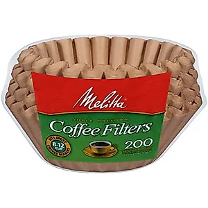 Melitta 8-12 Cup Basket Coffee Filters, Unbleached Natural Brown, 200 Count (Pack of 6) 1200 Total Filters Count