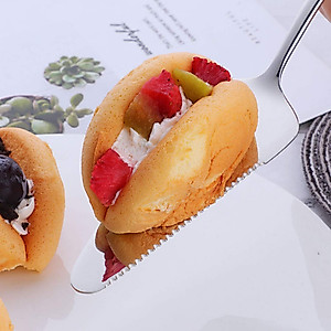 Buyer star Cake Server and Knife Set,Silver 18/8（304) Stainless Steel Big, Small Cake Shovel, Cake Knife, and Dessert Fork*8/Cake Cutting Sets for Wedding, Anniversary, Party Supplies