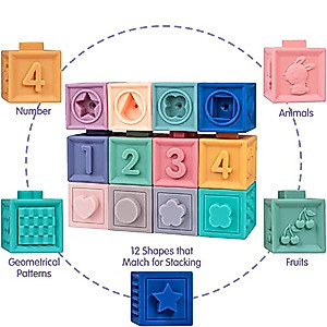 Dreampark Baby Toys 6 to 12 Months - Montessori Toys for Babies 0-6-12-18 Months - Stacking Building Blocks & Sensory Educational Toys & Infant Teething Toys for Toddlers 3 6 9 12 18 Months Boys&Girls
