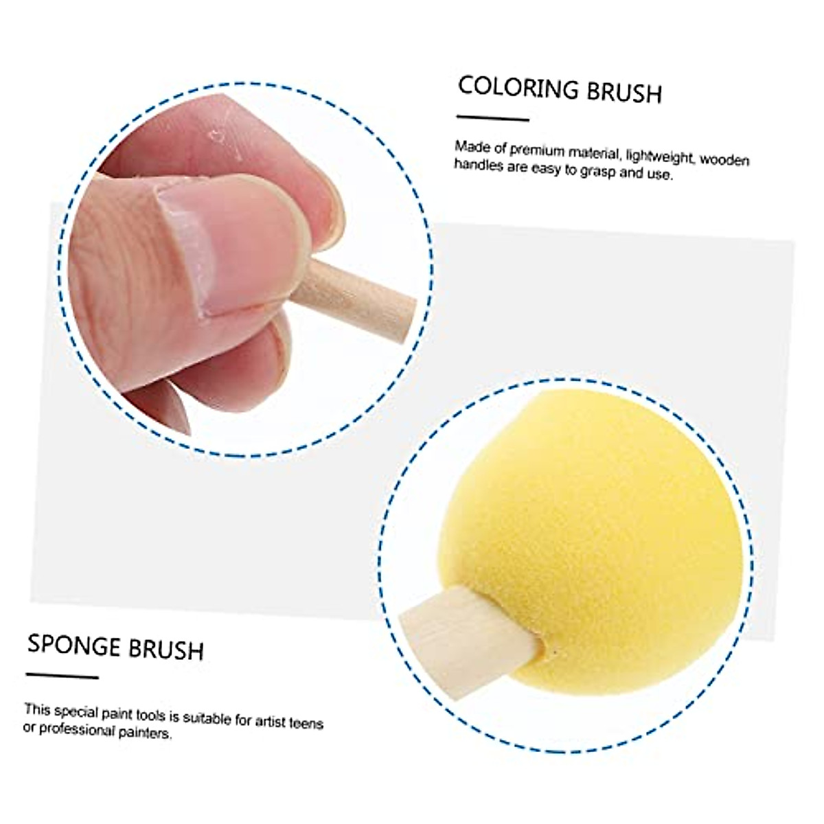 Drawing Sponge 28pcs Head Paint Brushes Painting Supplies for Round Sponge Foam Brush Set DIY Painting Tools Paint Cup Wooden Yellow Practical Brush Coloring Brush Round