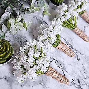 Supla Pack 2 Baby's Breath Artificial 14 Forks,Total of 882 White Blooms Babys Breath Bulk Flower Bush Gypsophila Artificial in White -15.7" Tall for Wedding Wreath Boutonniere Flower Crown