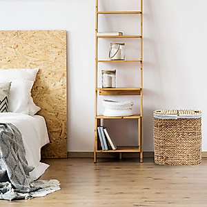 Seville Classics Premium Natural Handwoven Portable Laundry Bin Basket with Carrying Handles, Household Storage for Clothes, Linens, Sheets, Toys, Water Hyacinth, Oval Hamper