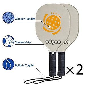 Zdgao Pickleball Set with Net - 22 FT Pickleball Nets Portable Outdoor Regulation Size, with 4 Pickleball Paddles and 2 Outdoor Pickleball Balls for Driveway Backyard