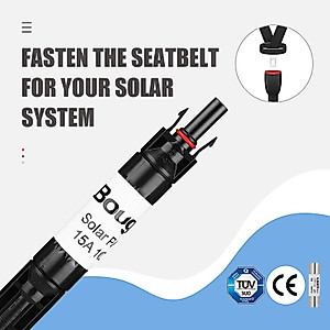 BougeRV 5PCS 15A Solar Fuses Holder Inline, 5PCS PV Inline Fuse Holders 15 Amp for Solar Panel and Solar Controller, Waterproof Solar Fuse Connector, Solar Surge Protection Device