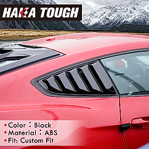 HAKA TOUGH Rear+Side Window Louvers for Ford Mustang 2015-2022, Side Windshield Rear Scoop Cover Sun Shade Mustang GT Accessories, Black 3PCS