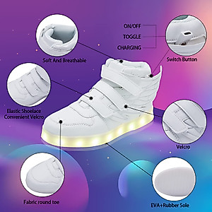 LED Light Up Shoes with Flying Wings for Boys Girls Kids Hip-Top Flashing Sneakers for Festivals, Party, Christmas, Halloween,Friend Gift with USB Charging, White 36