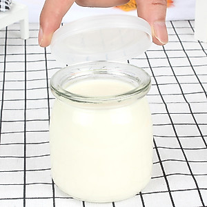 Yogurt Container Lids, Clear Plastic Food Storage Replacement Lids Compatible with Yogurt Glass Jars