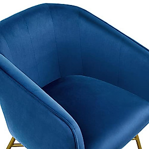 Yaheetech Accent Chair, Modern Velvet Living Room Chair with Metal Legs and Soft Padded, Comfy Side Chair for Bedroom/Office/Study/Waiting Room, Dark Blue