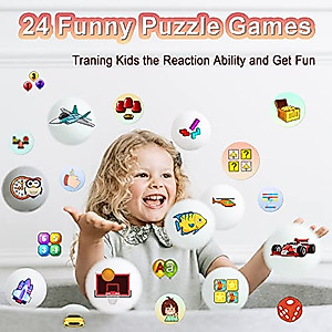 PTHTECHUS Kids Game Smart Watch for Boys and Girls,Smartwatch with 24 Puzzle Games Nylon Strap Dual Cameras Touch Screen Music Player Pedometer Multi-Function for 4-12 Years Children Gifts-Pink