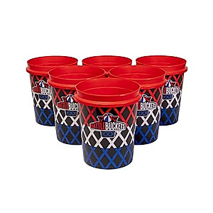 Battle Buckets Giant Yard Pong X Basket Ball Game with Durable Balls and Buckets - Outdoor Game for Lawn, Backyard and Beach - Set includes Buckets, Basket Balls and a Carrying Bag