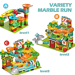 REMOKING Marble Run Building Blocks, 2 in 1 Compatible Blocks Models with 8 Marble Balls，Educational Race Track Building Block Set, Great Gifts for Kids 3 Years and up（259Pcs）