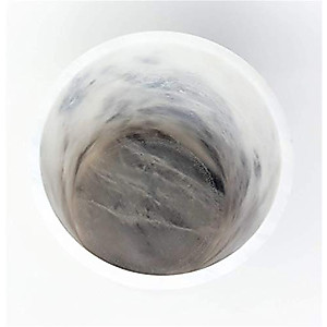 Roman Pallace Collection Powder White Honed Marble Wastebasket with Plastic Bin (10" H x 7.5" Dia)