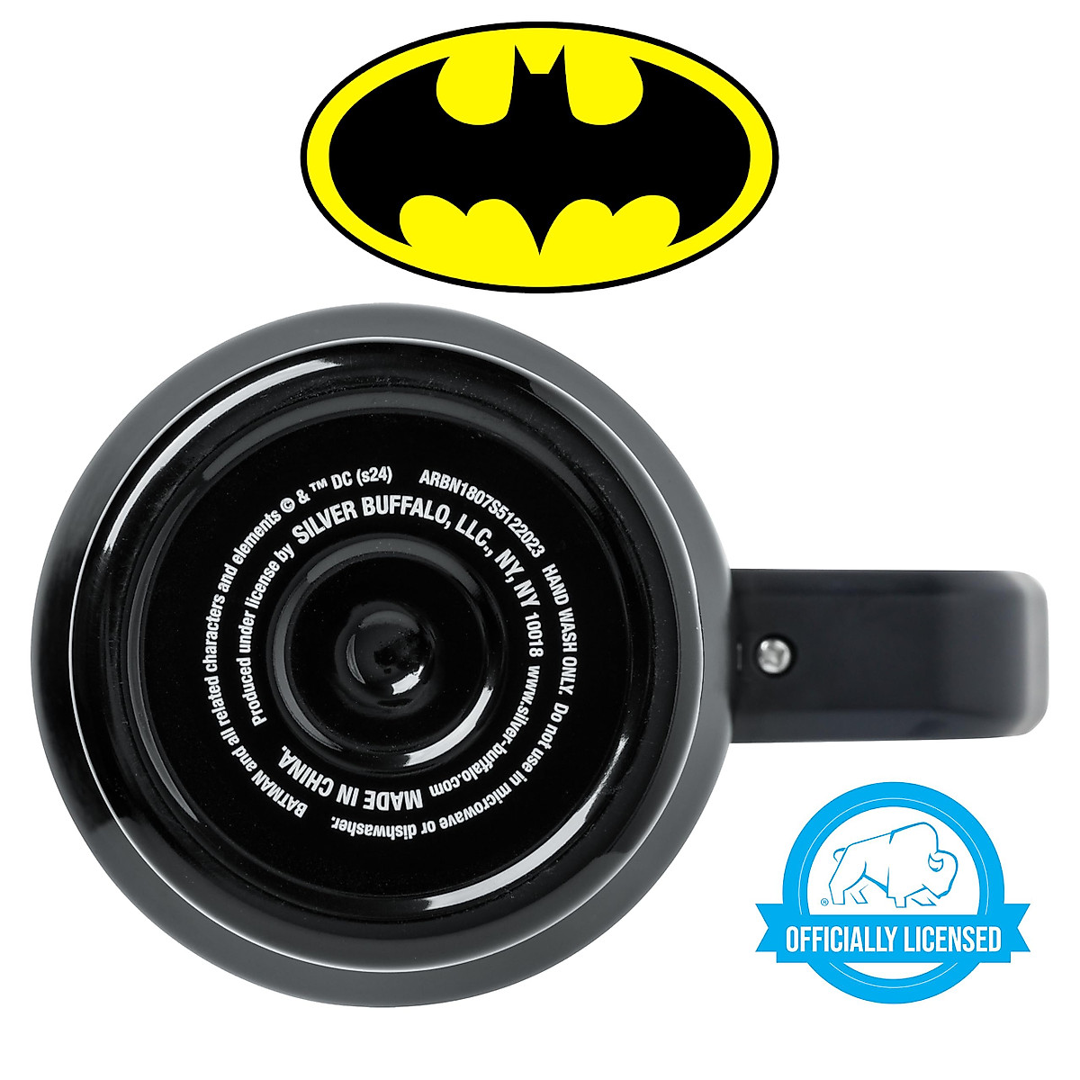 Silver Buffalo DC Comics Batman Logo Stainless Steel Tumbler with Handle and Straw, Fits in Standard Cup Holder, 40 Ounces