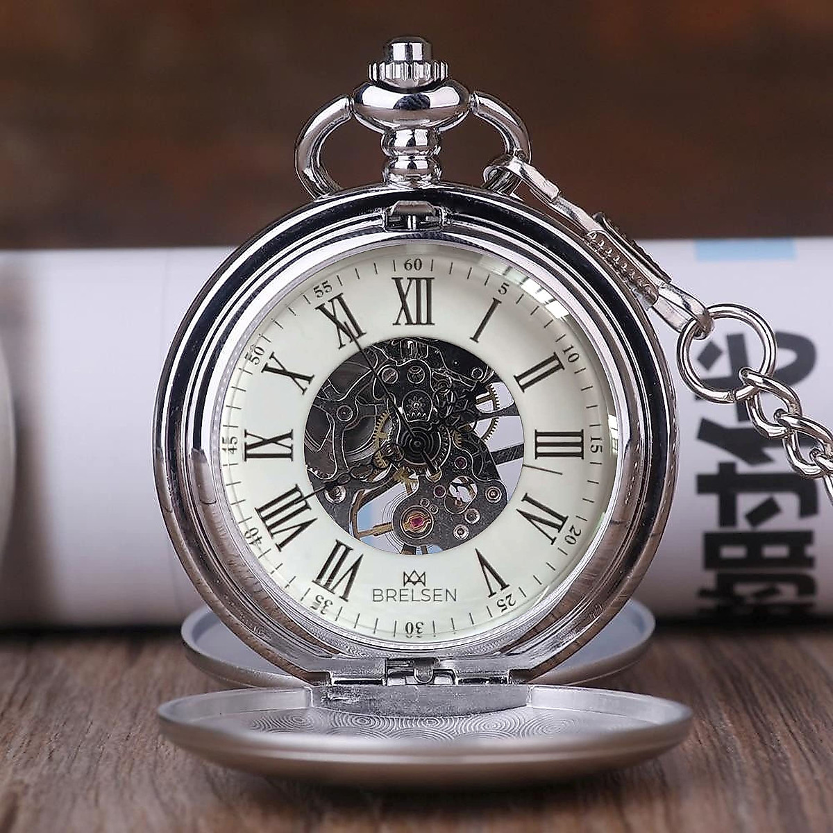 Brelsen Royal Silver Double Hunter Mechanical Pocket Watch
