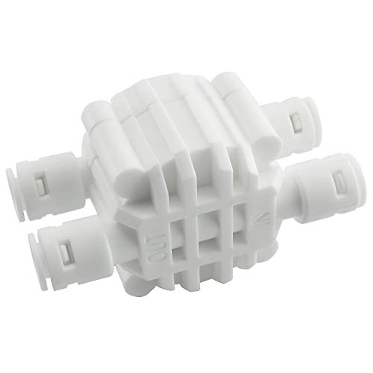 DGZZI 1/4 Inch Push-Fit 4-Way Automatic Shut-Off Valve with Quick-Connect Fittings for RO Reverse Osmosis