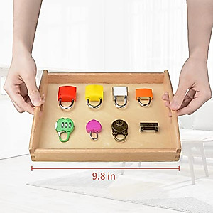 MIKNEKE Montessori Lock and Key Toys Set for Toddlers, Toy Keys Preschool Learning Activities, Wooden Montessori Materials Learning & Education Toys for 3+ Year Old Kids