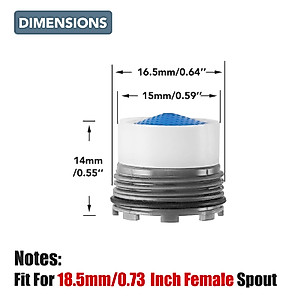 Eiggsco Eigso 5 Pieces Faucet Aerator - Insert Water Tap Aerators Faucet Flow Restrictor Replacement Parts for Bathroom or Kitchen,1.2GPM,16.5mm/0.65Inch,Blue
