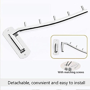 MulYeeh Folding Wall Mounted Clothes Hanger Rack Coat Hanger Stainless Steel Clothes Hook with Swing Arm for Bedroom Bathroom
