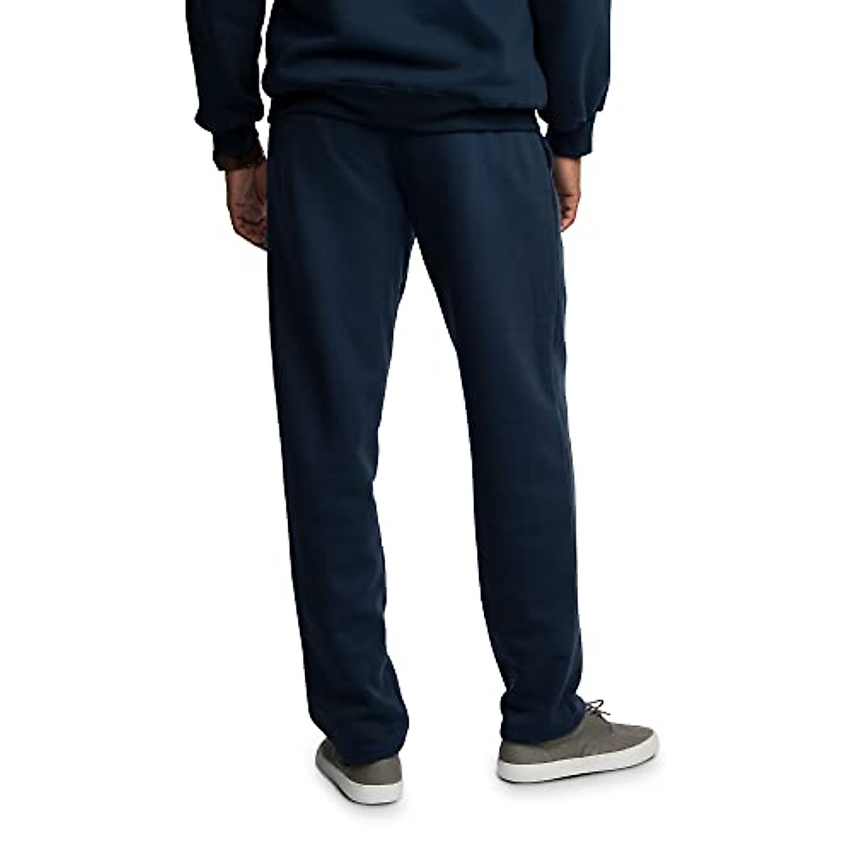 Fruit of the Loom Men's Eversoft Fleece Open Bottom Sweatpants with Pockets, Relaxed Fit, Moisture Wicking, Breathable, Navy, Medium