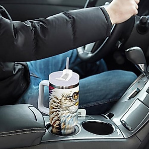 Oil Painting Bald Red Yellow 30-40oz Carryon Tumbler with Lid and Straw Reusable Spill Proof Double Wall Insulated Stainless Steel Water Bottle Travel Mug Cupholder Friendly Vacuum Sealed Tumbler with